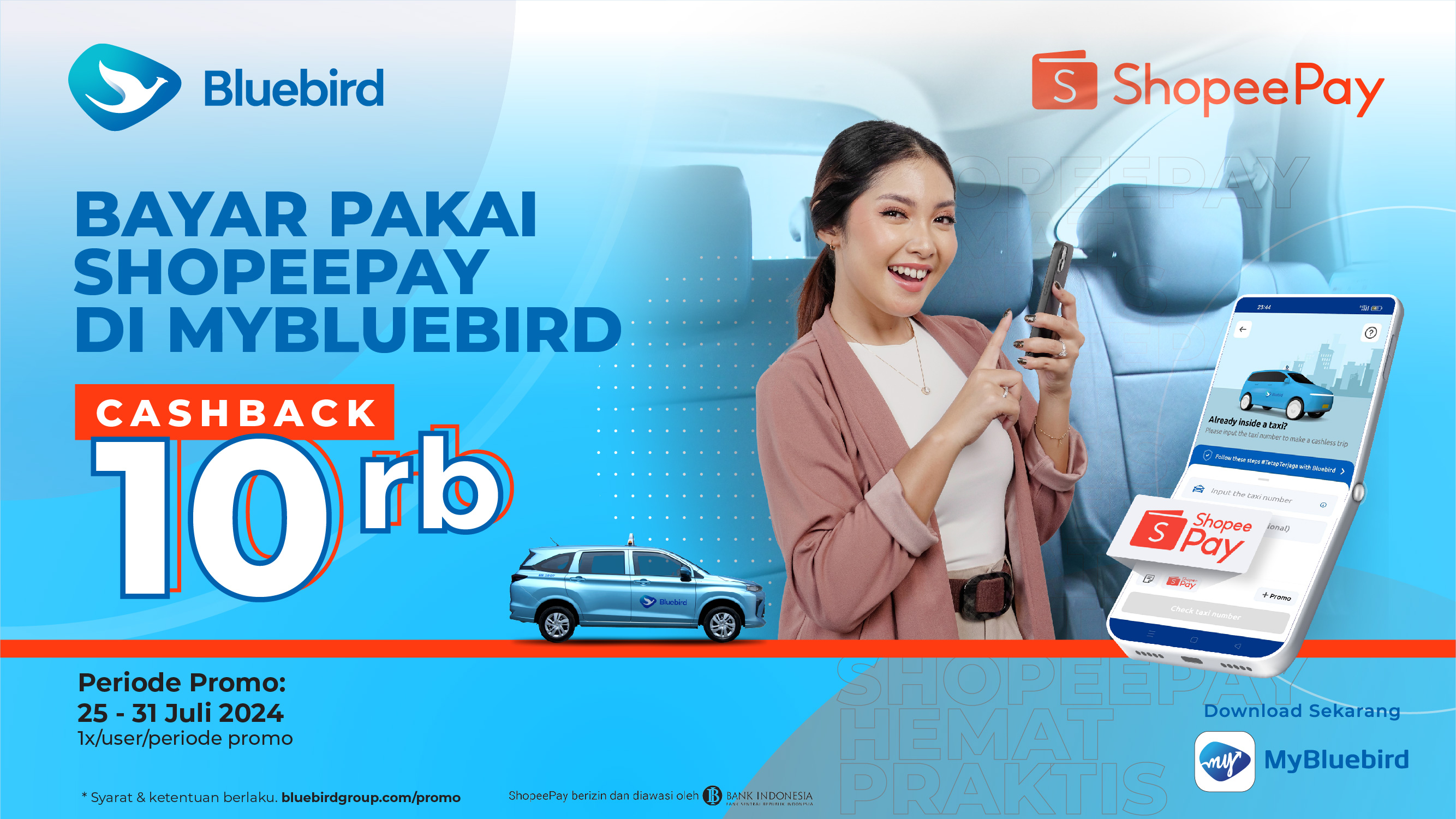 Naik Bluebird Dapat Cashback Hingga Rp 10.000 dari ShopeePay Spesial di ...