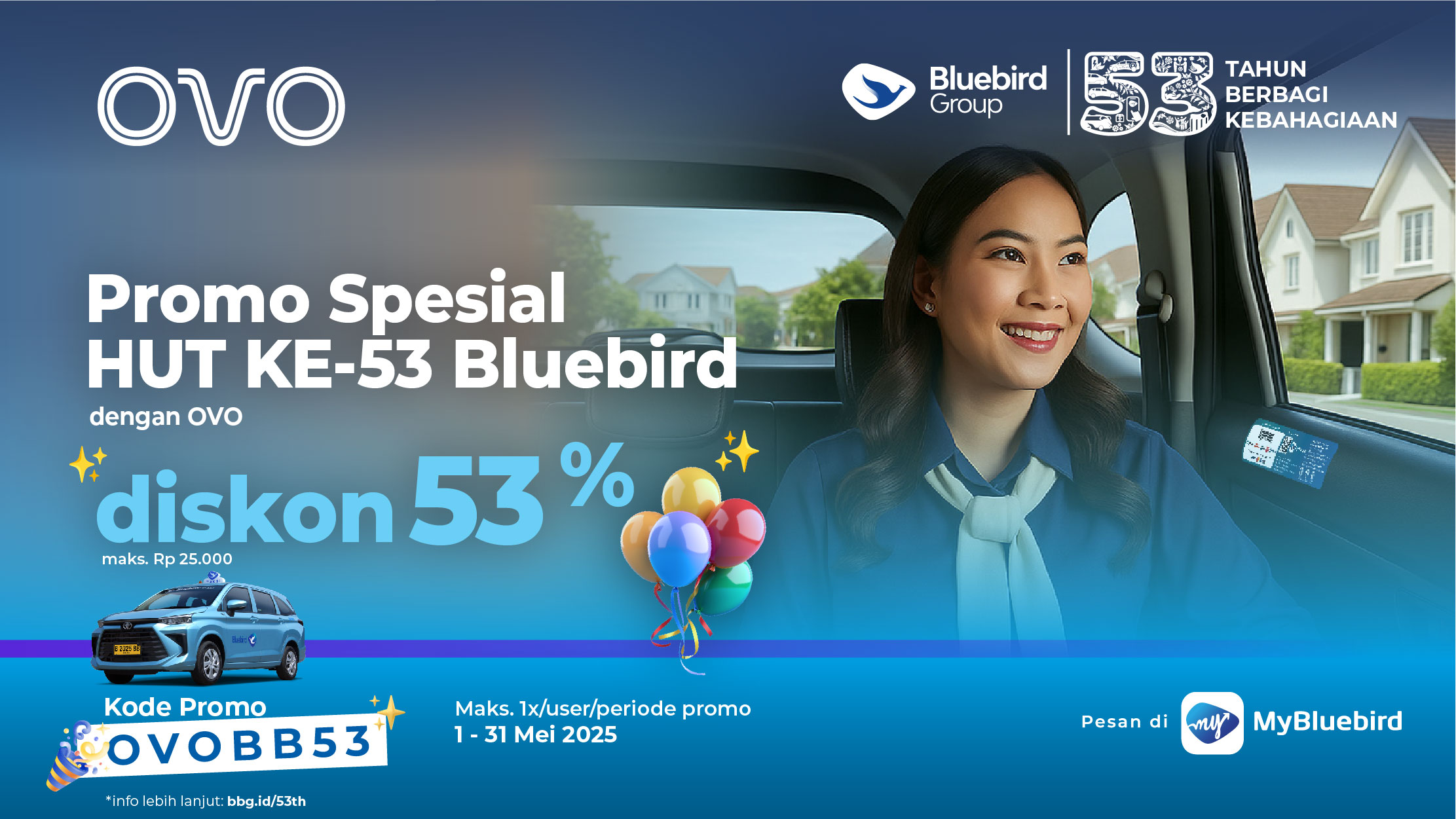 Rayakan HUT ke-53 Bluebird! Bayar Pakai OVO di Bluebird Diskon 53% ...